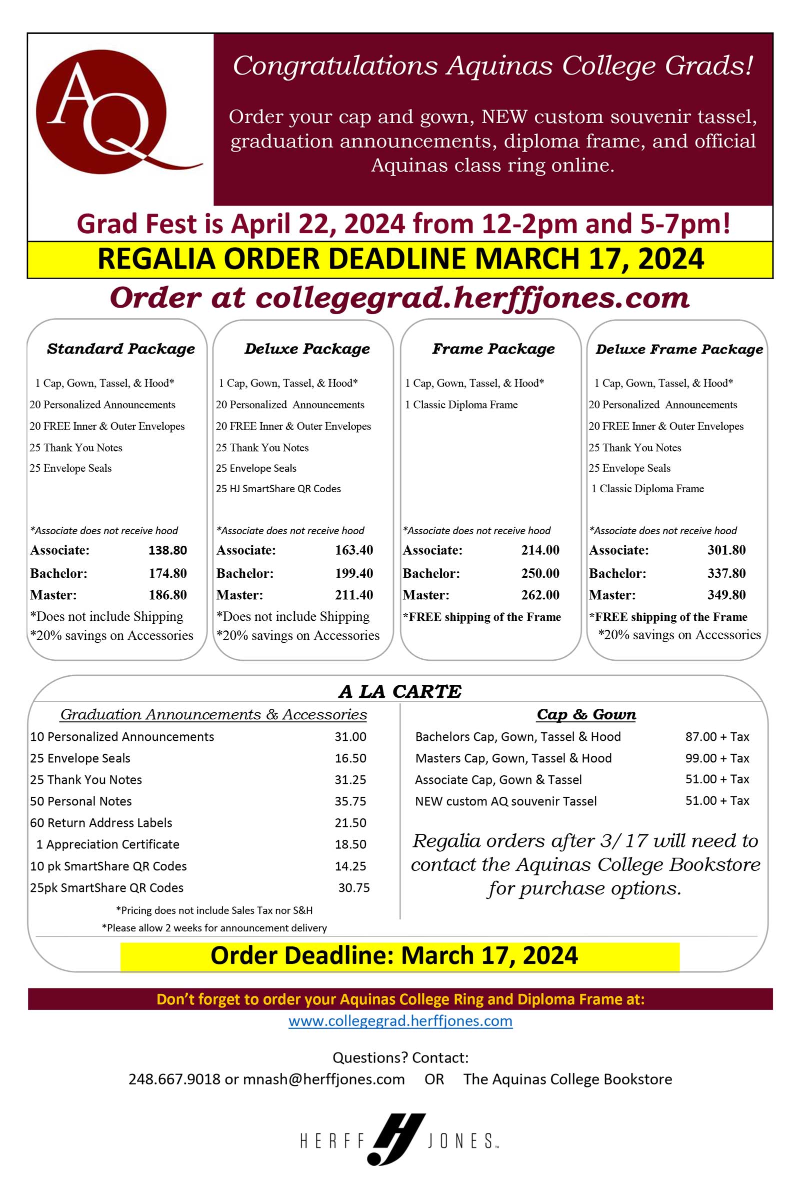 Order Cap and Gown | Aquinas College